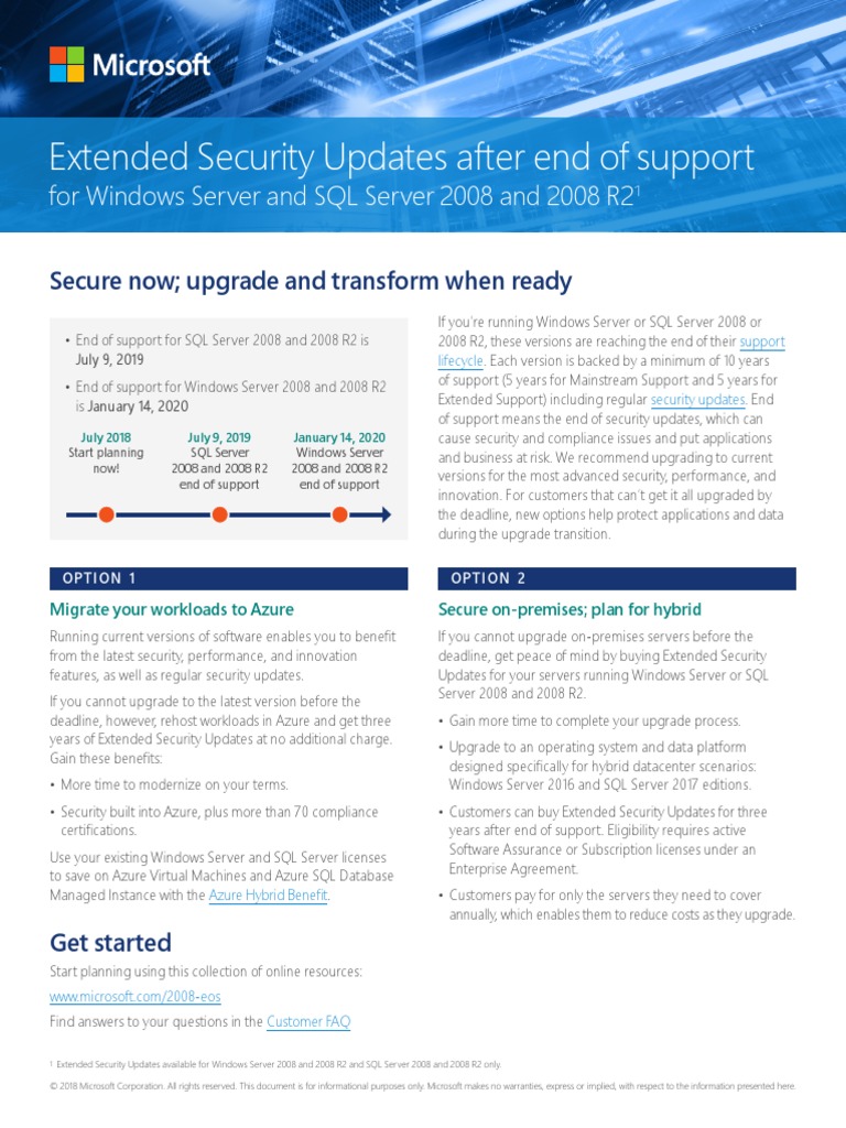 Extended Security Updates For Windows Server 2008 and SQL Server 2008 ...