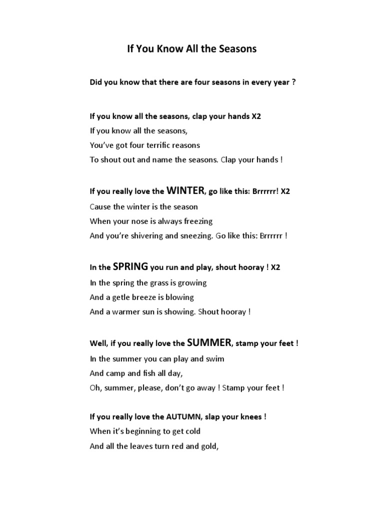 If You Know All The Seasons | PDF | Poetry