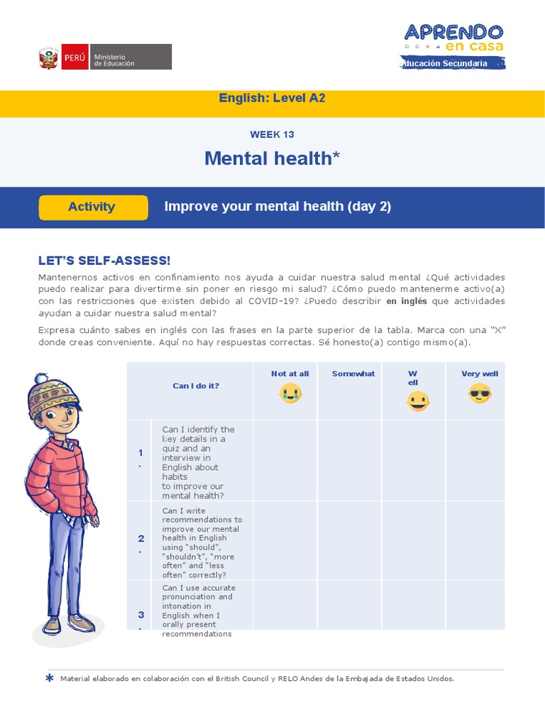 Mental Health : English: Level A2 | PDF | Soft Drink | Foods