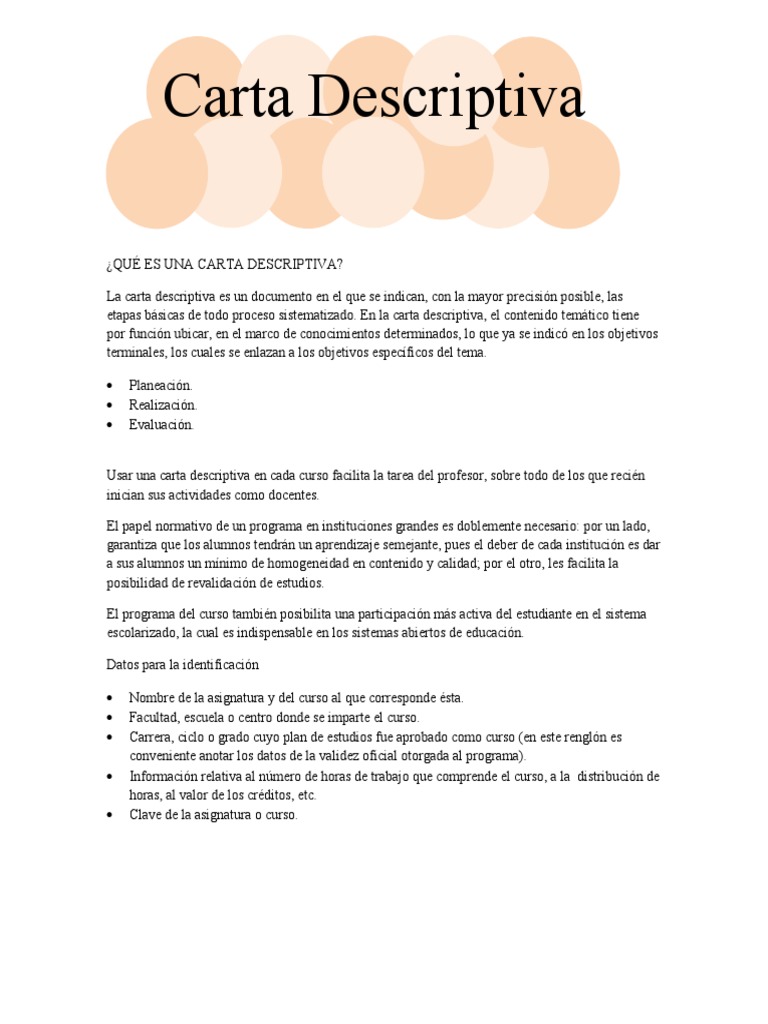 Carta Descriptiva | PDF
