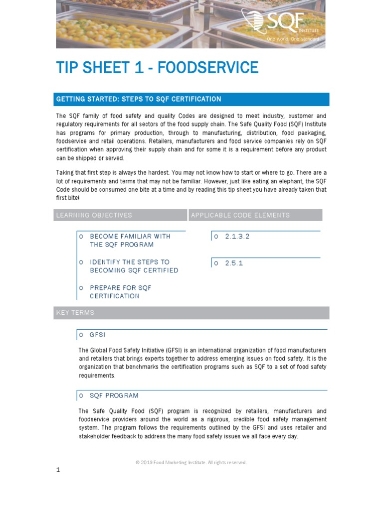 Foodservice Tip Sheet 1 Getting Started | PDF | Audit | Food Safety