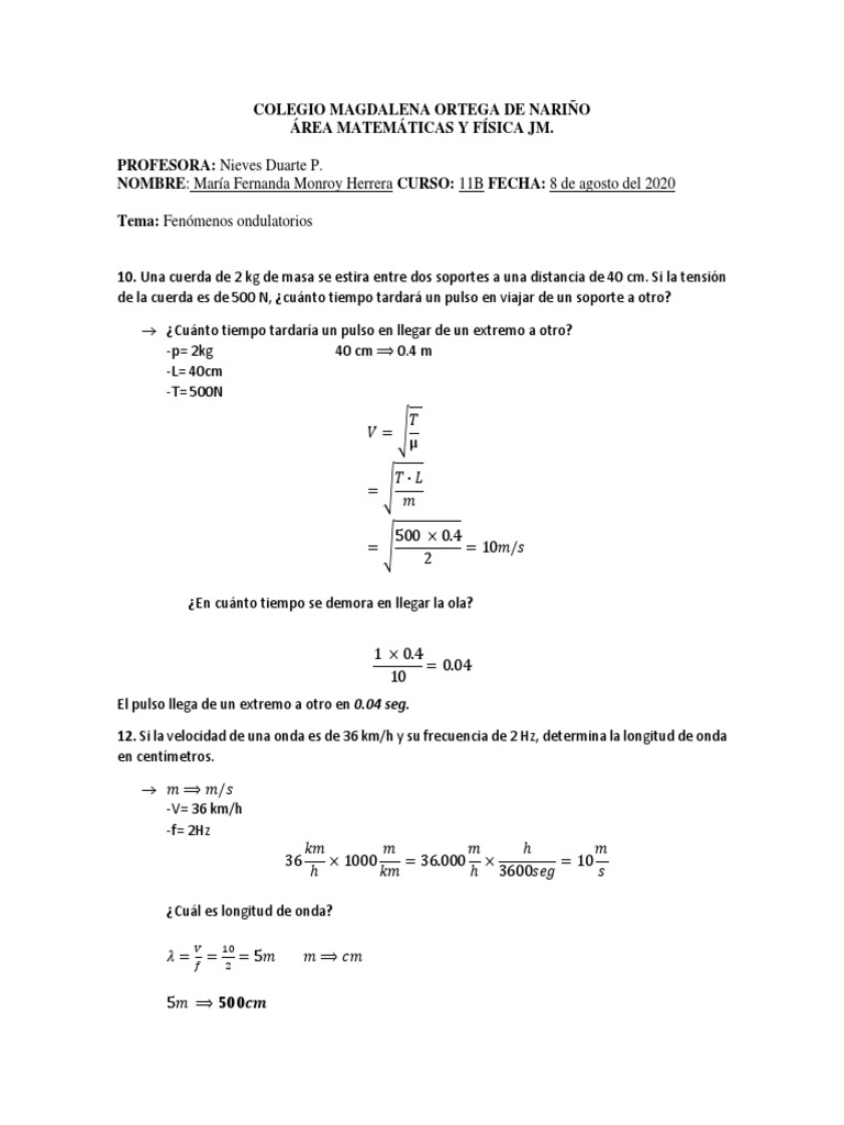 Fisica Ondulatorio 1 | PDF | Olas | Frecuencia