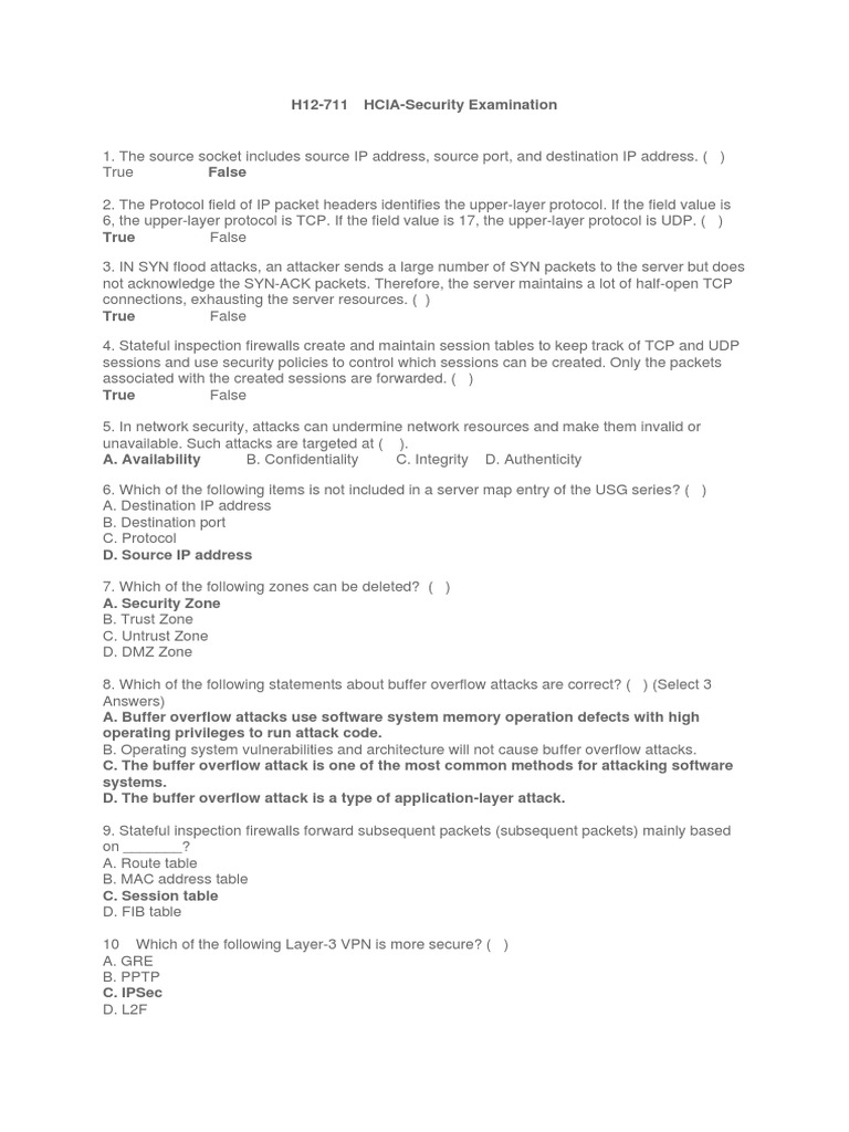 Hcia Security Mock PDF | PDF | Transmission Control Protocol | Computer Network