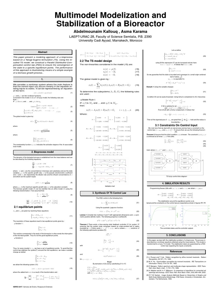 POSTERmultimodel Modelization Stabilization PDF | PDF | Systems Theory | Mathematical Objects