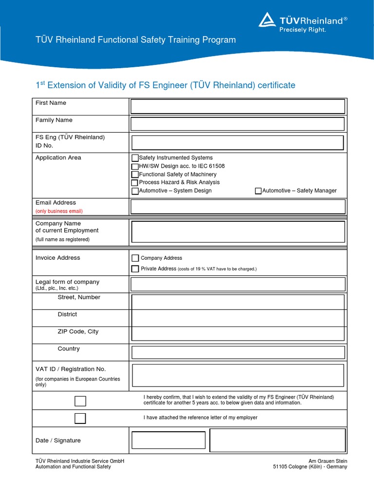 Tuv Rheinland 1st Extension of Fs Engineer (Tüv Rheinland) Certificate ...