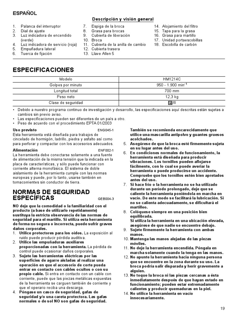 Ficha Tecnica Taladro Demoledor Codigo 003 | PDF | Herramientas | Tornillo