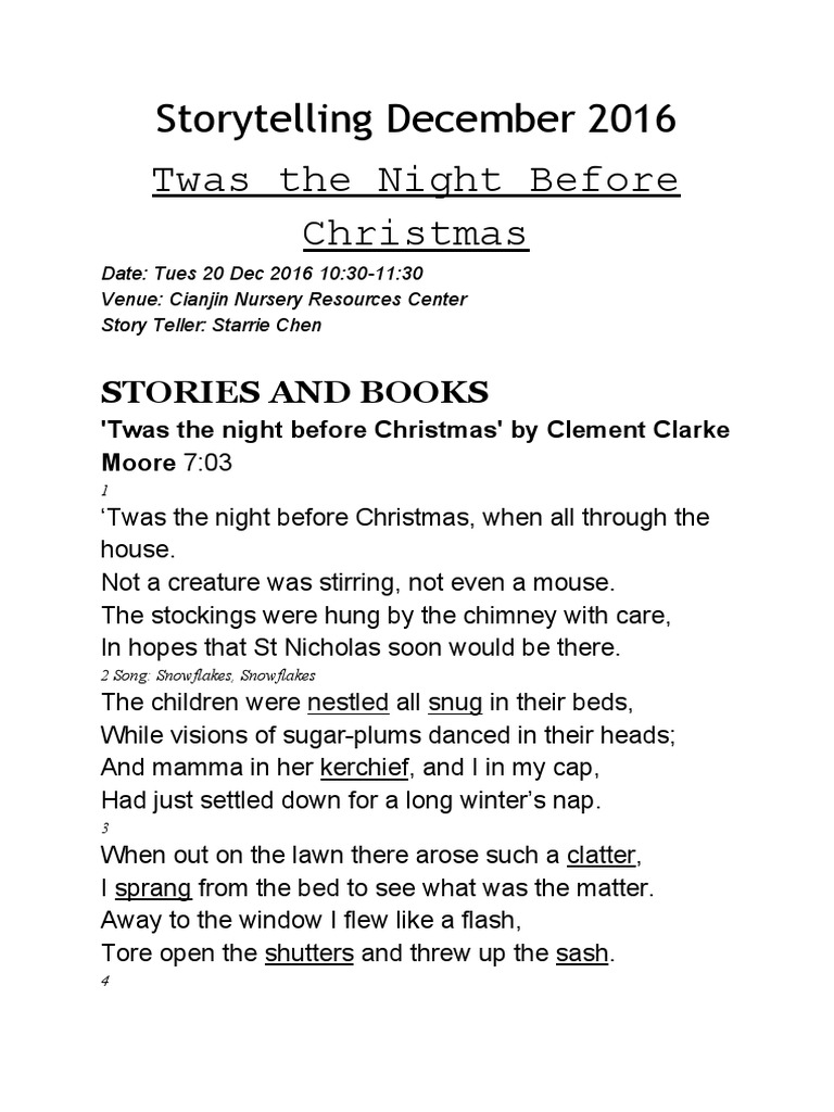 Storytelling December 2016 Twas The Night Before Christmas: Stories and ...