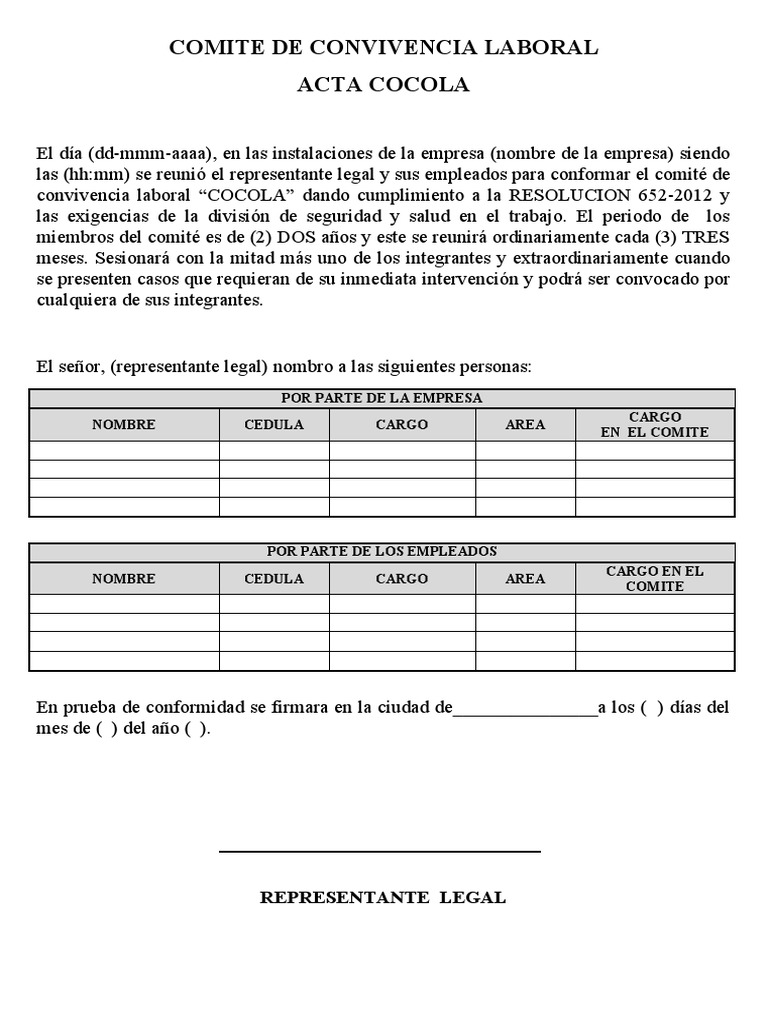Acta de Conformación del Comité COCOLA | PDF | Gobierno | Justicia