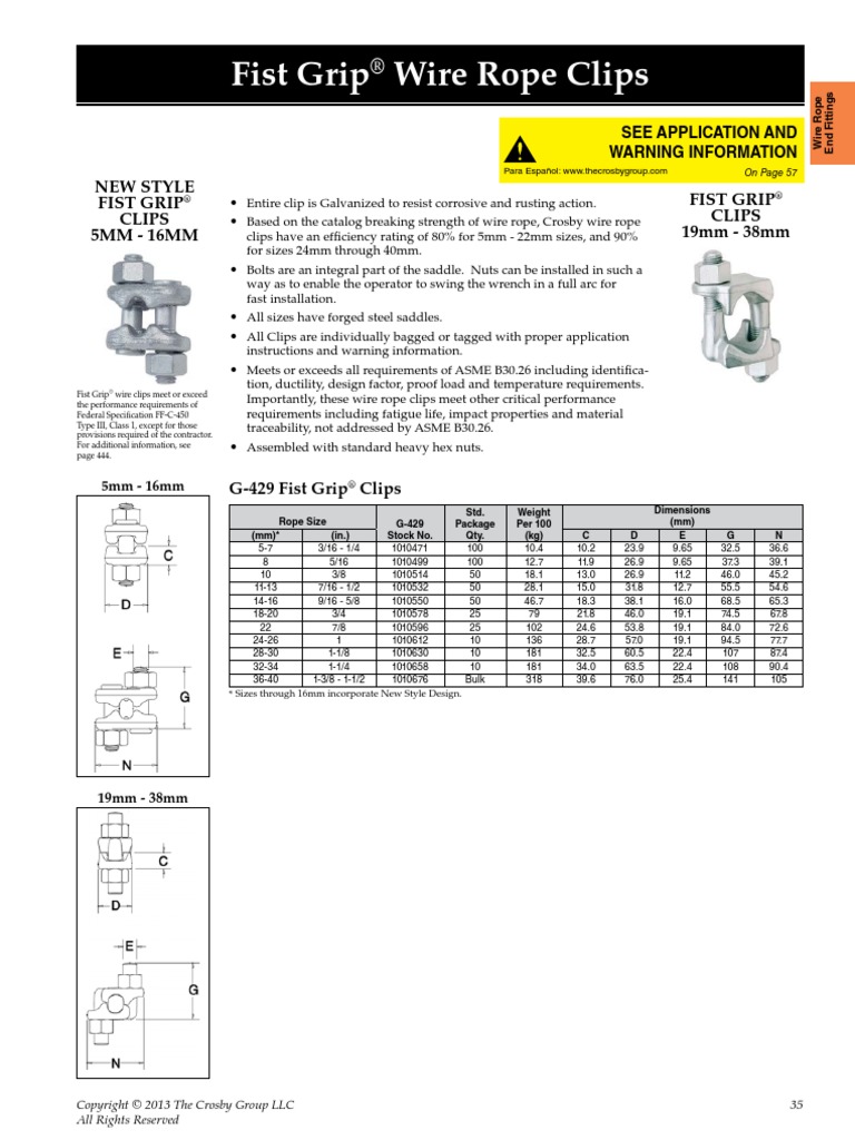FIRST GRIP WIRE ROPE CLIPS - Crosby | PDF | Wire | Screw