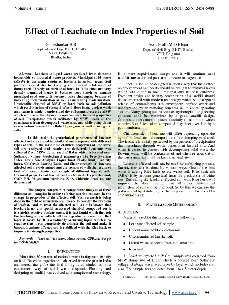 Effect of Leachate On Index Properties of Soil | PDF | Municipal Solid ...