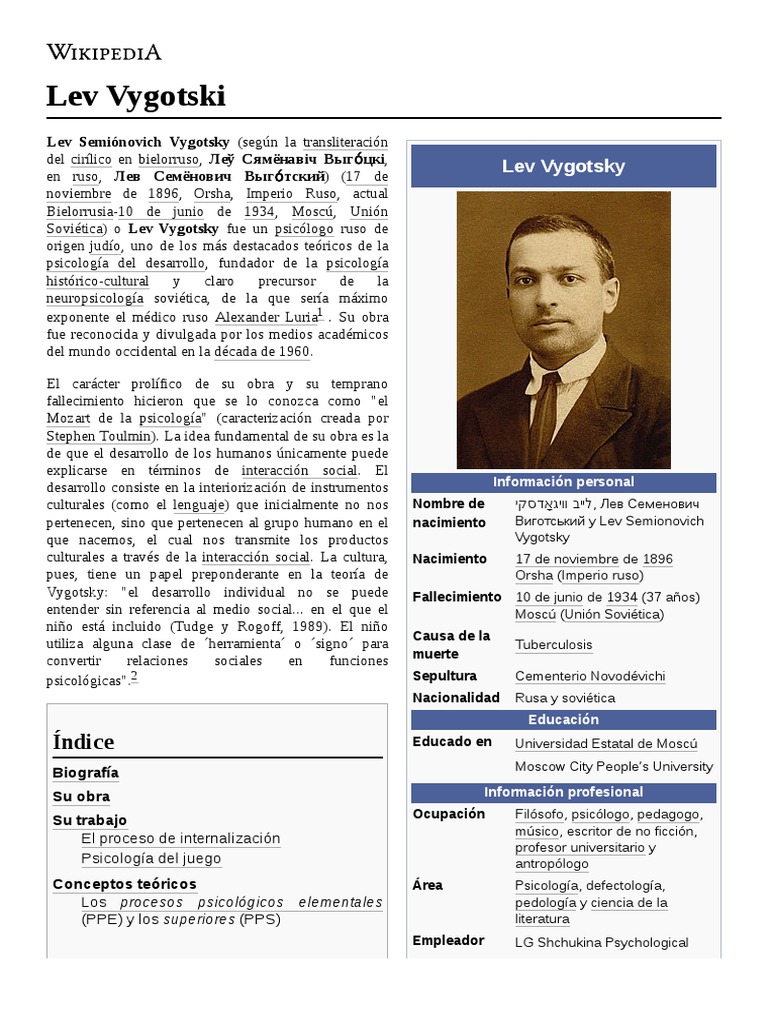 Lev Vygotski | PDF | Conceptos psicologicos | Cognición