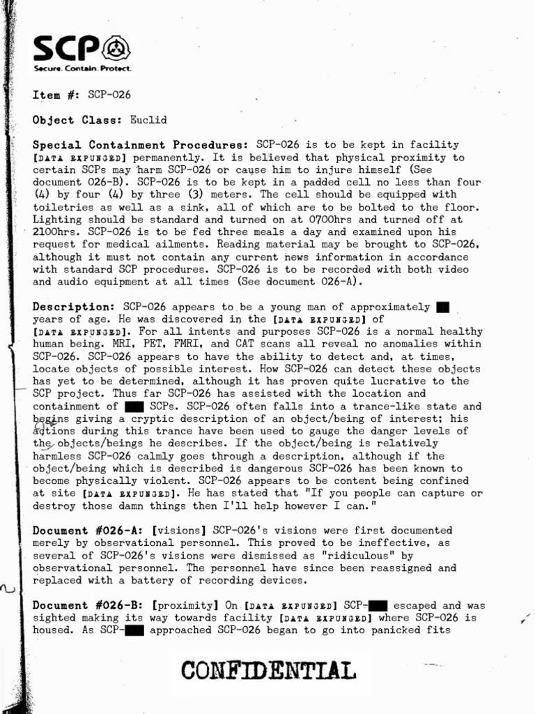 Data Expunged: (Visions) SCP-026's Visions Were First Documented | PDF