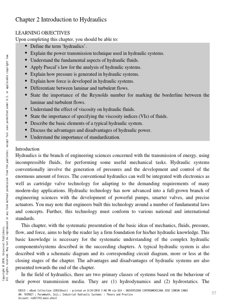 Chapter 2 Introduction To Hydraulics | PDF | Fluid Dynamics | Hydraulics