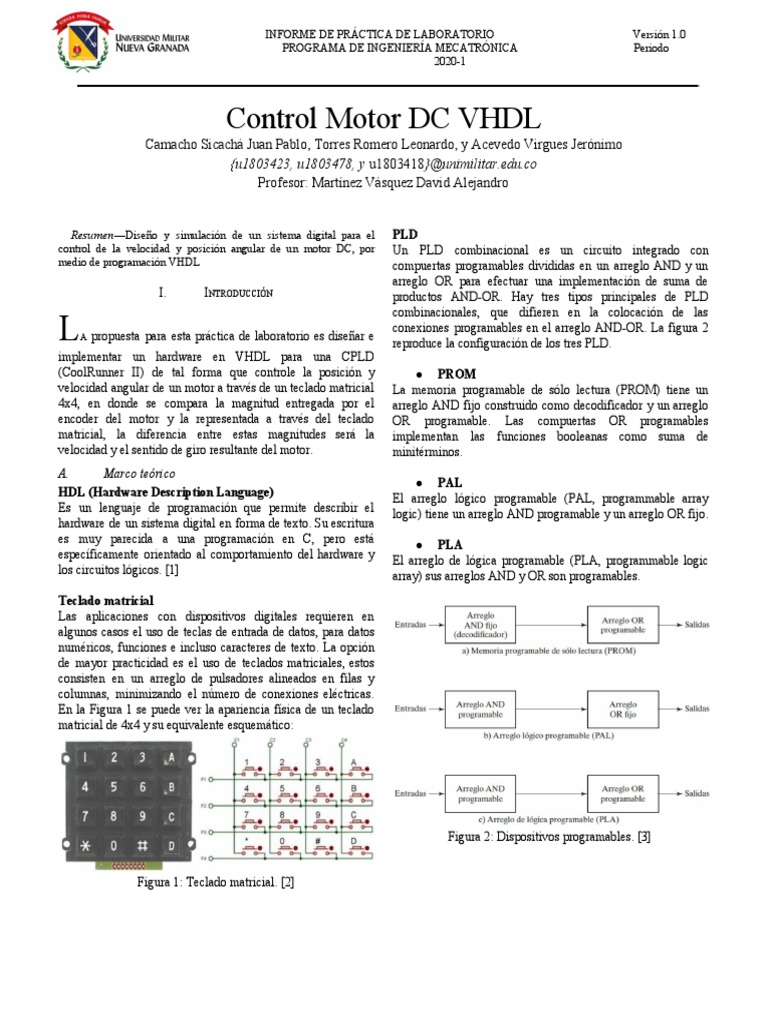 Control de Motores VHDL PDF | PDF | Vhdl | Ingenieria Eléctrica