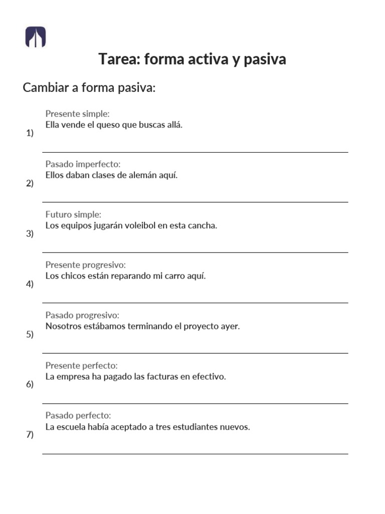 Ejercicios de voz activa y pasiva | PDF