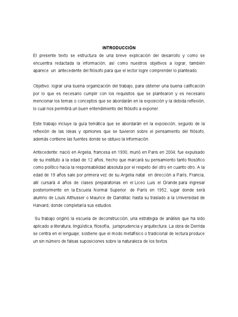 Pensamiento de Derrida y Deconstrucción | PDF | Deconstruccion ...