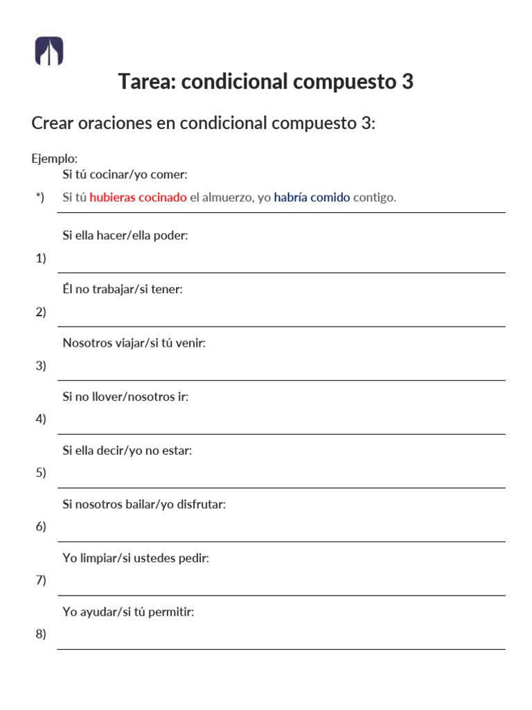Ejercicios de Condicional Compuesto en Español | PDF | Artes del ...