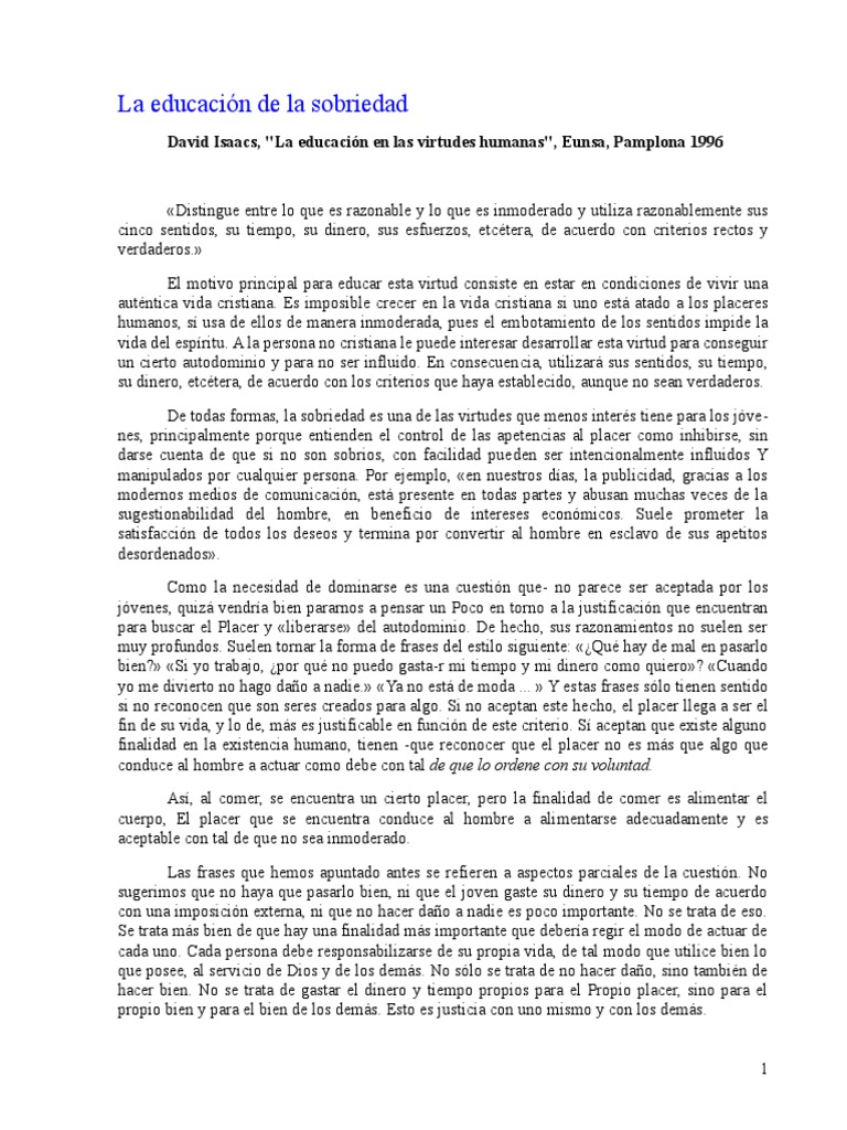 David Isaacs - Educación de la sobriedad | PDF | Amor | Vida