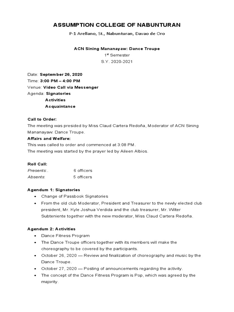 First Meeting First Semester Pdf Meetings Business