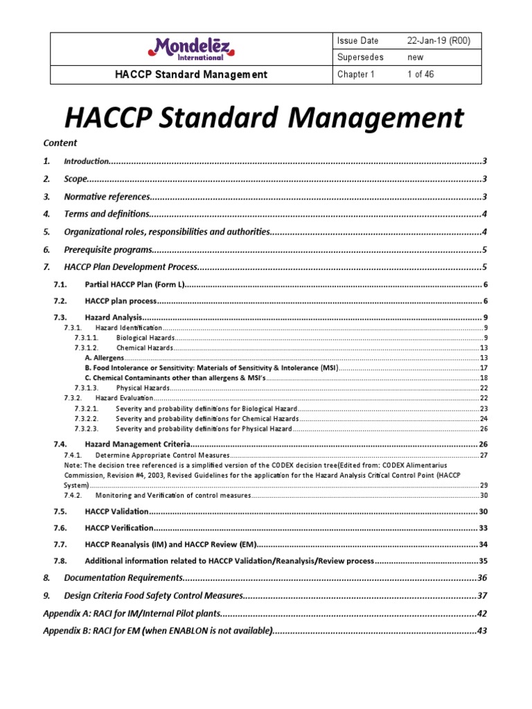 HACCP Standard Management | PDF | Allergy | Hazard Analysis And ...