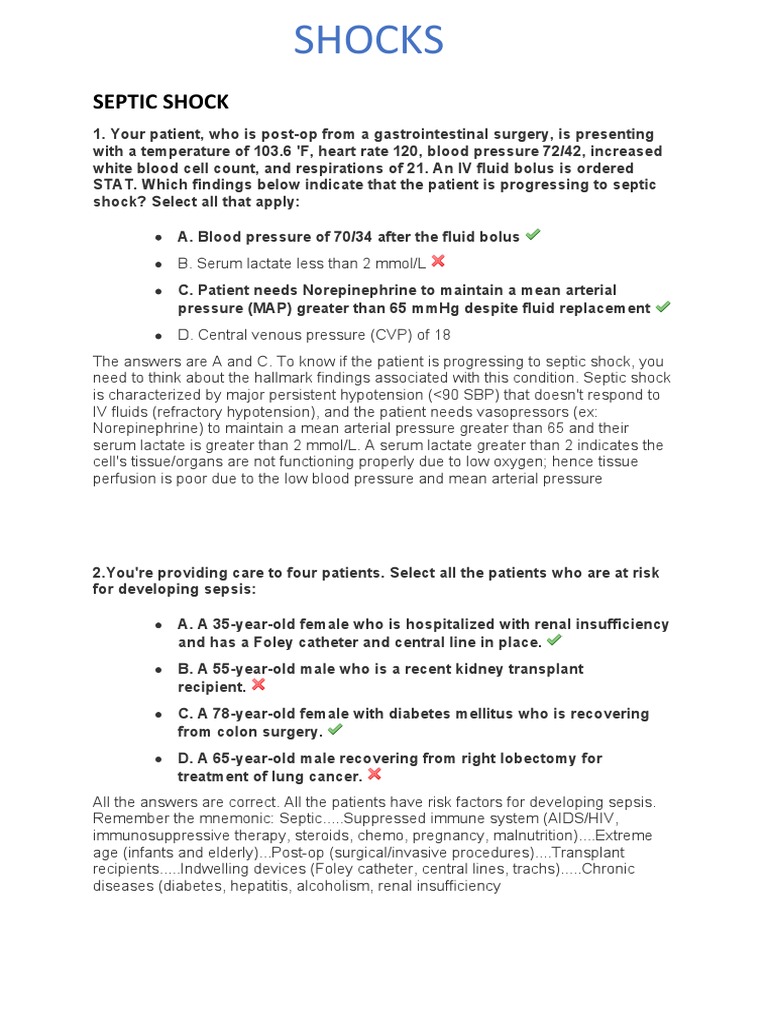 Shocks MCQ | PDF | Shock (Circulatory) | Heart