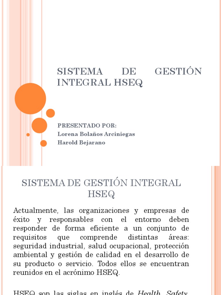Sistema De Gestión Integral Hseq Pdf Pdf Business Economias