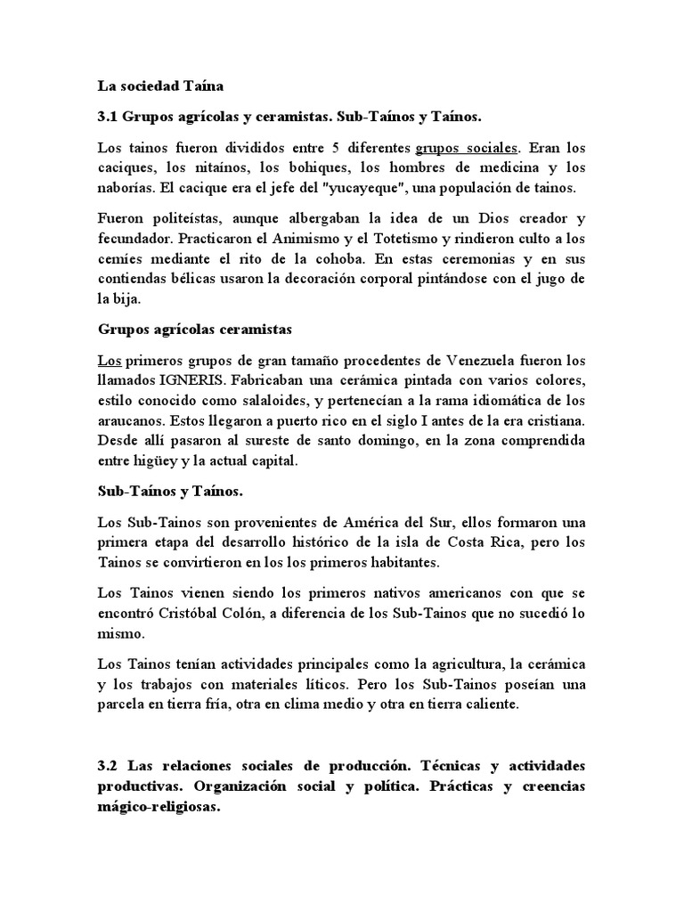 La Sociedad Taína | PDF | Familia | Tierra