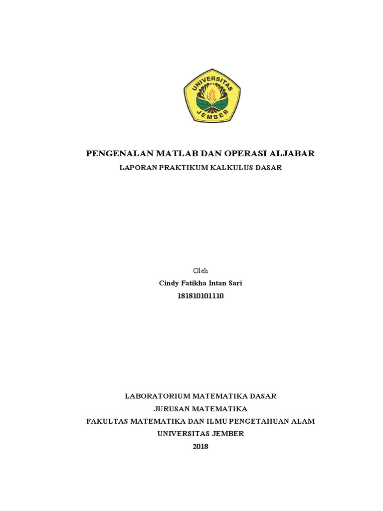 Laporan PENGENALAN MATLAB DAN OPERASI ALJABAR | PDF