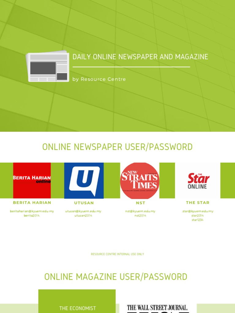 Daily Newspaper and Magazine Login Credentials | PDF