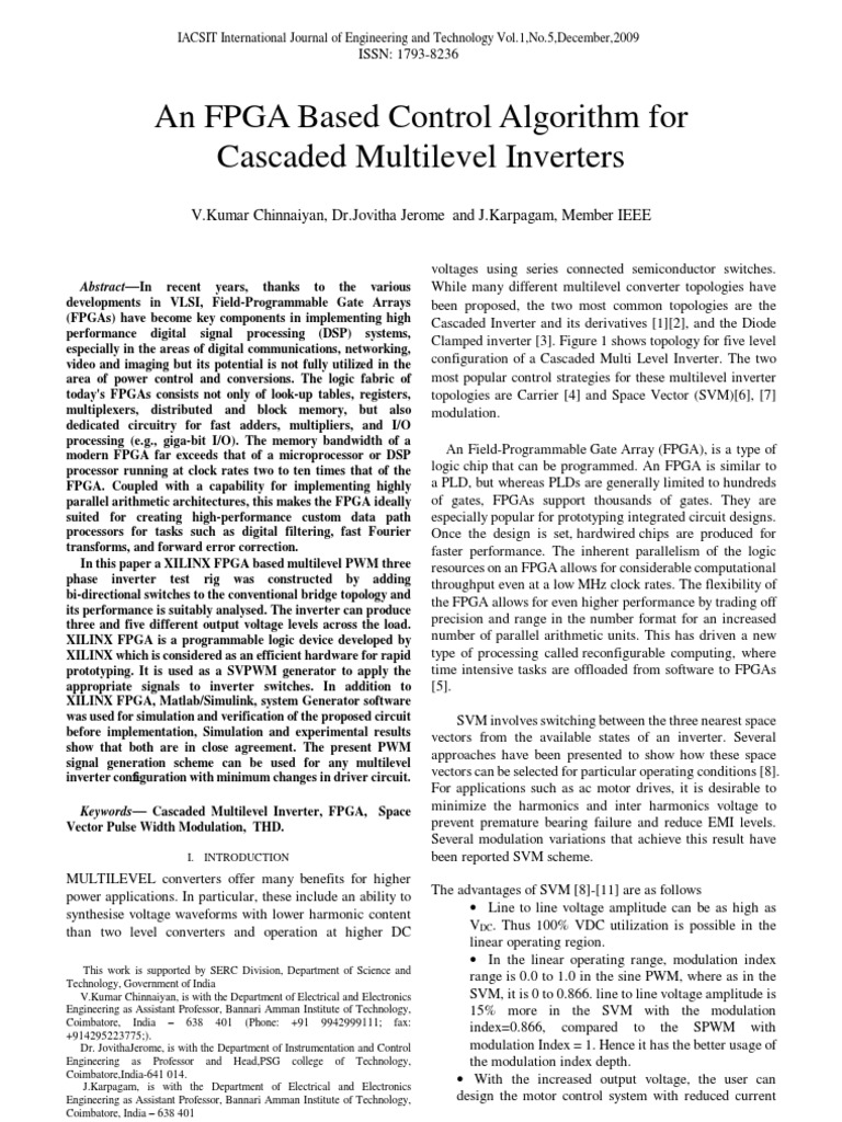 An FPGA Based Control Algorithm For Cascaded Multilevel Inverters | PDF