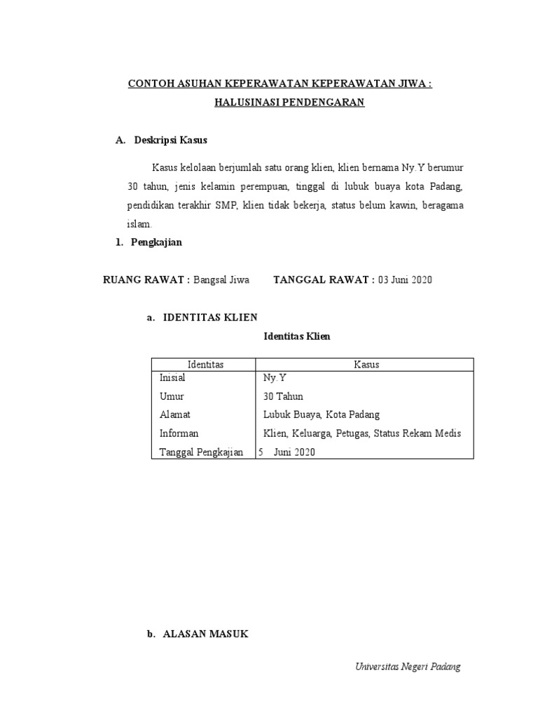 Contoh Asuhan Keperawatan Keperawatan Jiwa | PDF | Gaya Hidup