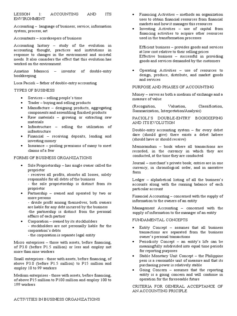 Accounting Reviewer Prelims | PDF | Debits And Credits | Balance Sheet