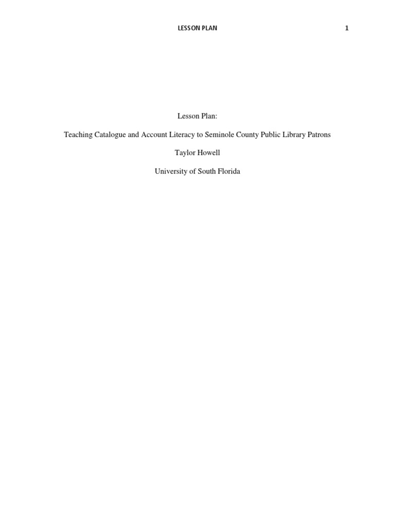 Lesson Plan | PDF | Books | Lesson Plan