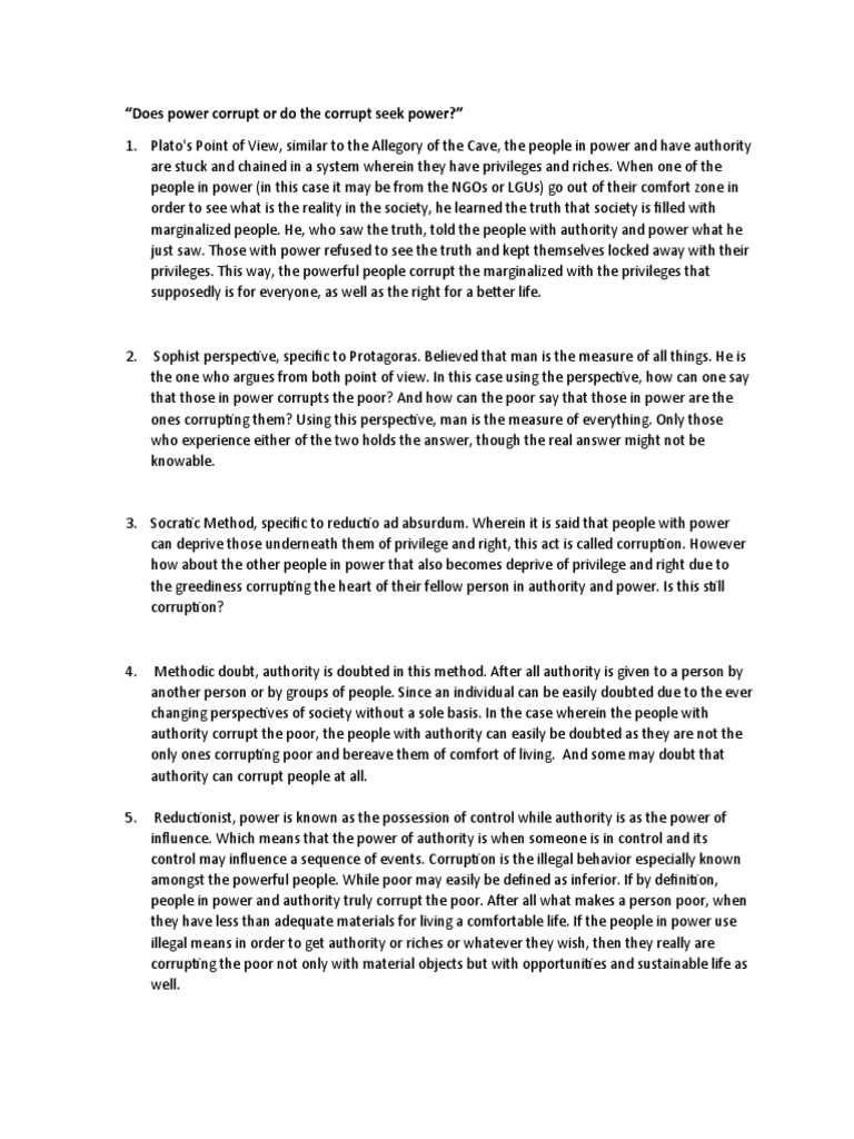 Does Power Corrupt or Do The Corrupt Seek Power? | PDF | Experience | Idea