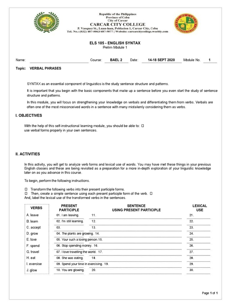 English Syntax | PDF | Verb | Adjective