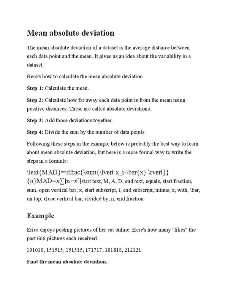 Mean Absolute Deviation | PDF | Mean | Fraction (Mathematics)