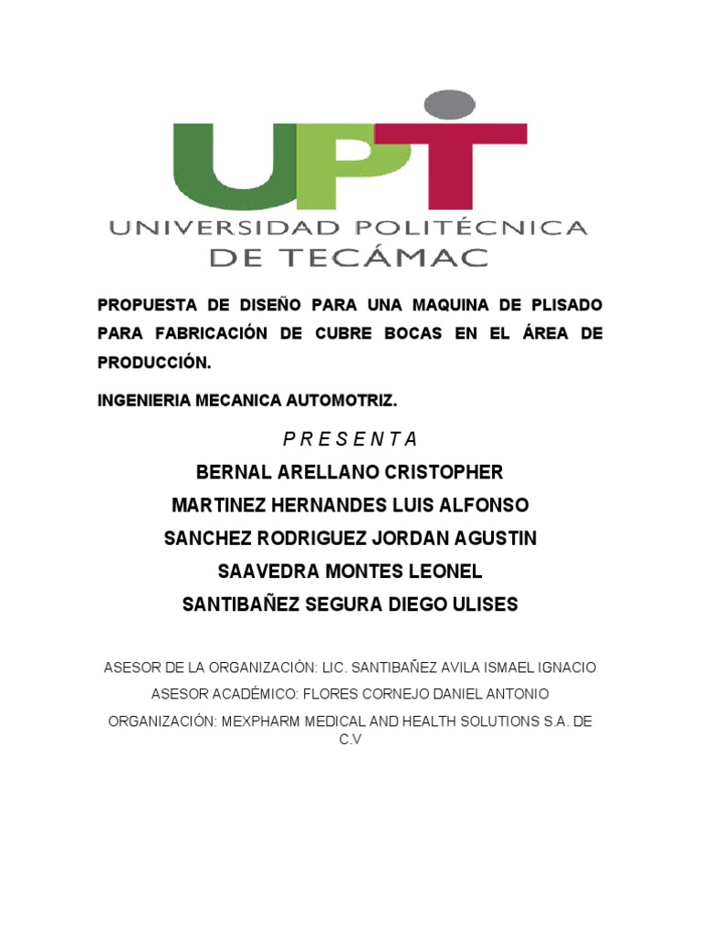 Propuesta de una máquina de plisado y corte automatizada para mejorar ...