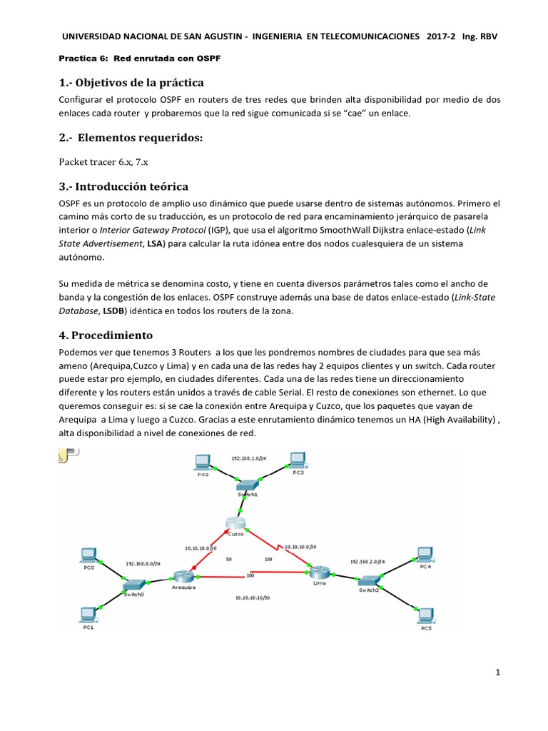 Practica 6 - REDES - OSPF | Descargar gratis PDF | Arquitectura de internet | Red de computadoras