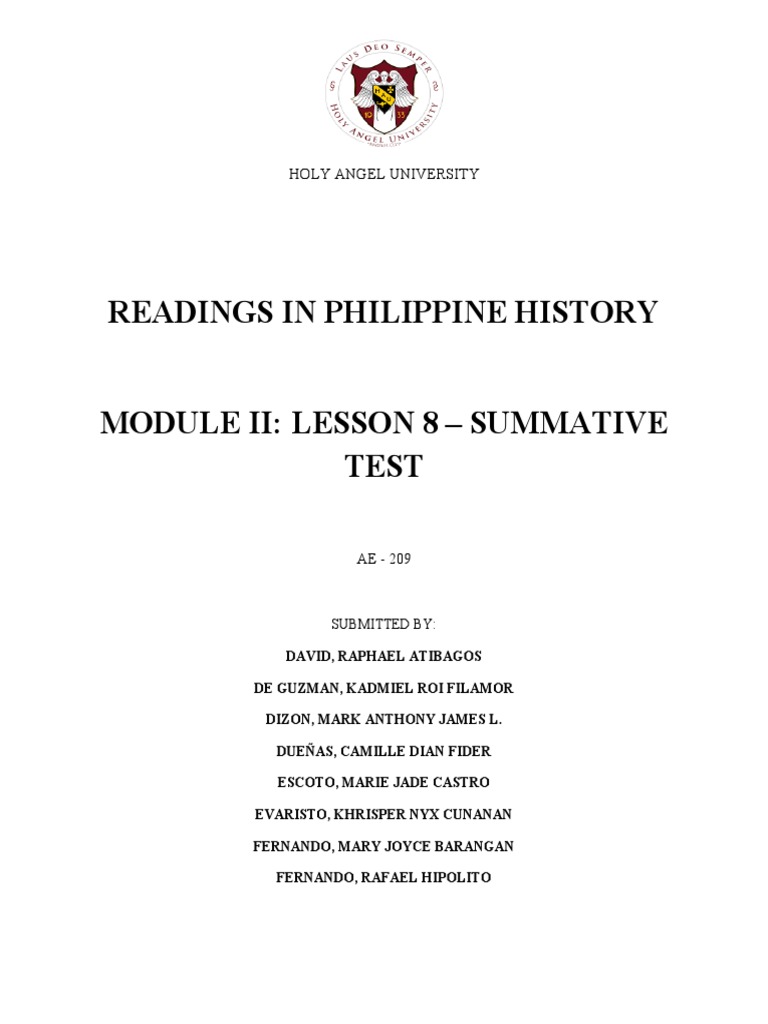 Lesson 8 - Summative Test | PDF | Corazon Aquino | Philippines