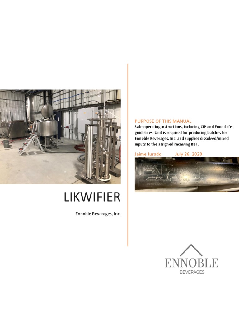 Breddo Likwifier Operator Manual | PDF | Belt (Mechanical) | Equipment