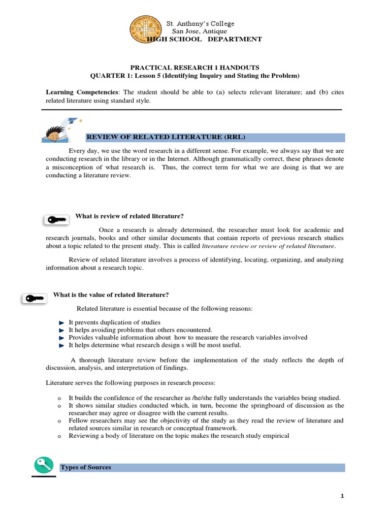HANDOUTS-Review of Related Literature | PDF | Citation | Plagiarism