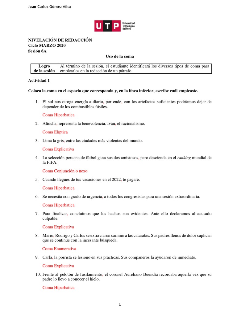 S06.s1 - Resolver Ejercicios - Uso de La Coma | PDF | Desorden ...