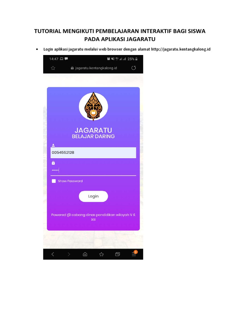 Tutorial Mengikuti Pembelajaran Interaktif Bagi Siswa Pada Aplikasi Jagaratu | PDF