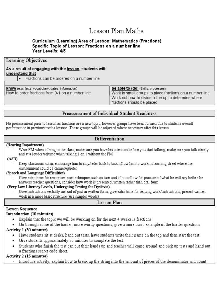 Lesson Plan Maths: Learning Objectives | PDF | Lesson Plan | Numbers