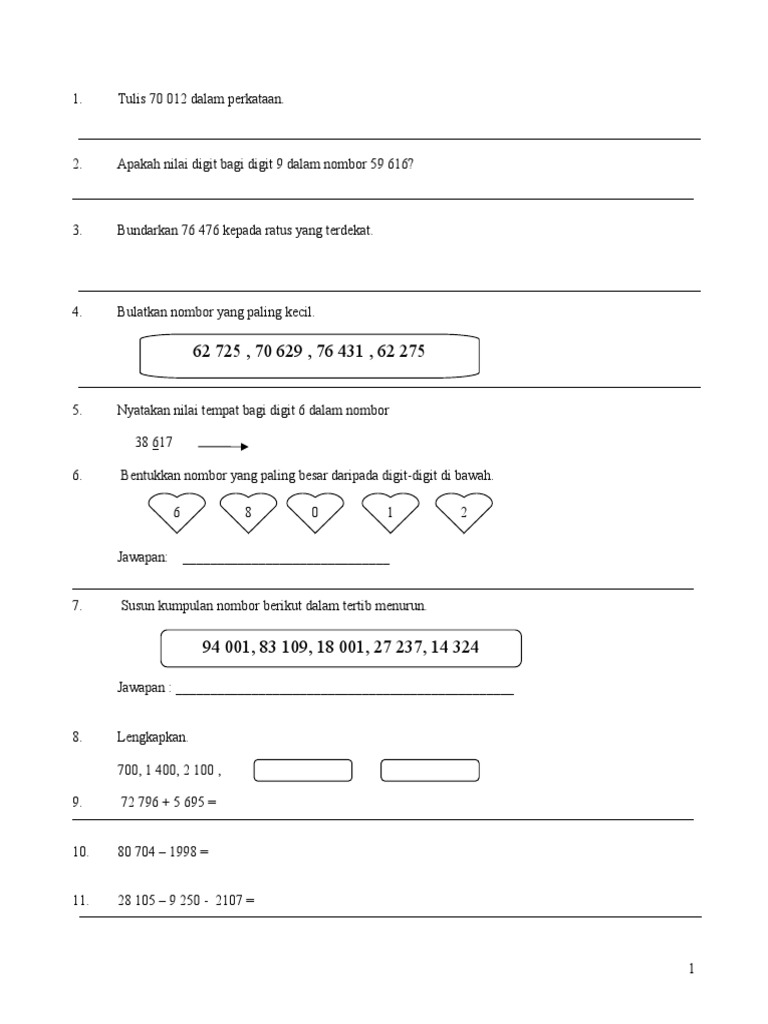 Contoh Soalan Bagi Tahun 4 | PDF