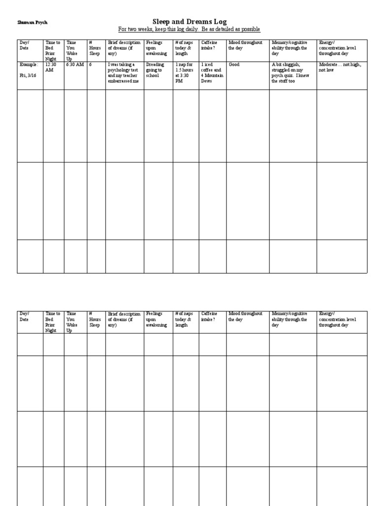 Two Weeks of Sleep and Dreams: A Comprehensive Log Tracking Sleep ...