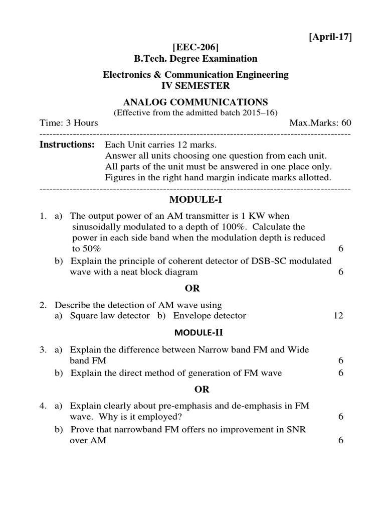 (April-17) (EEC-206) B.Tech. Degree Examination Electronics ...