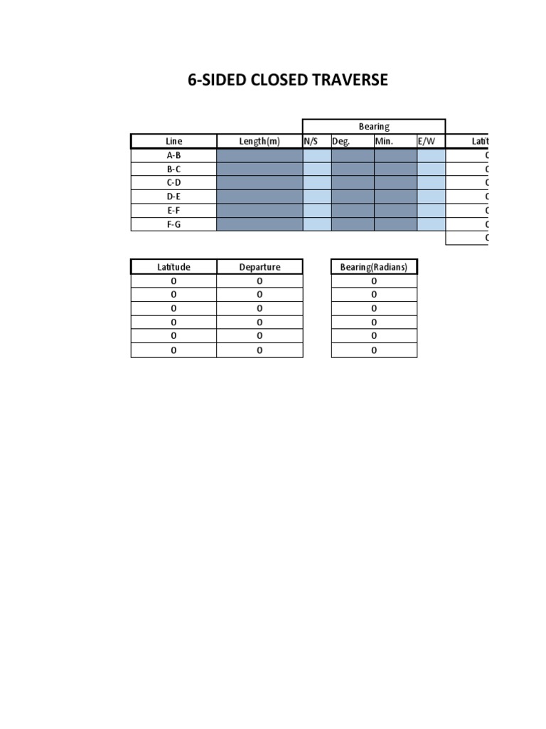 6-Sided Closed Traverse Data Sheet | PDF