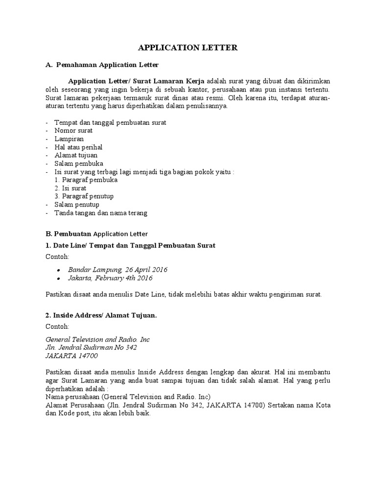 Panduan Lengkap Application Letter Kelas 12 | PDF