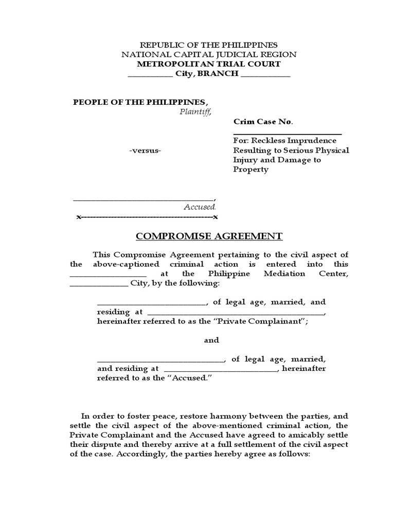 Compromise Agreement: Plaintiff | PDF | Settlement (Litigation) | Plaintiff